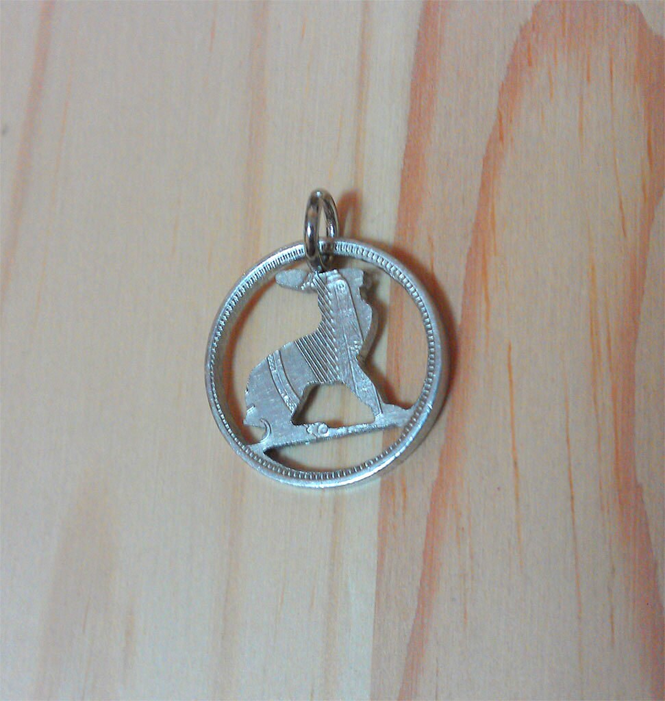 Irish Rabbit Hand Cut Coin Pendant Necklace Ireland 3 Pence | Etsy