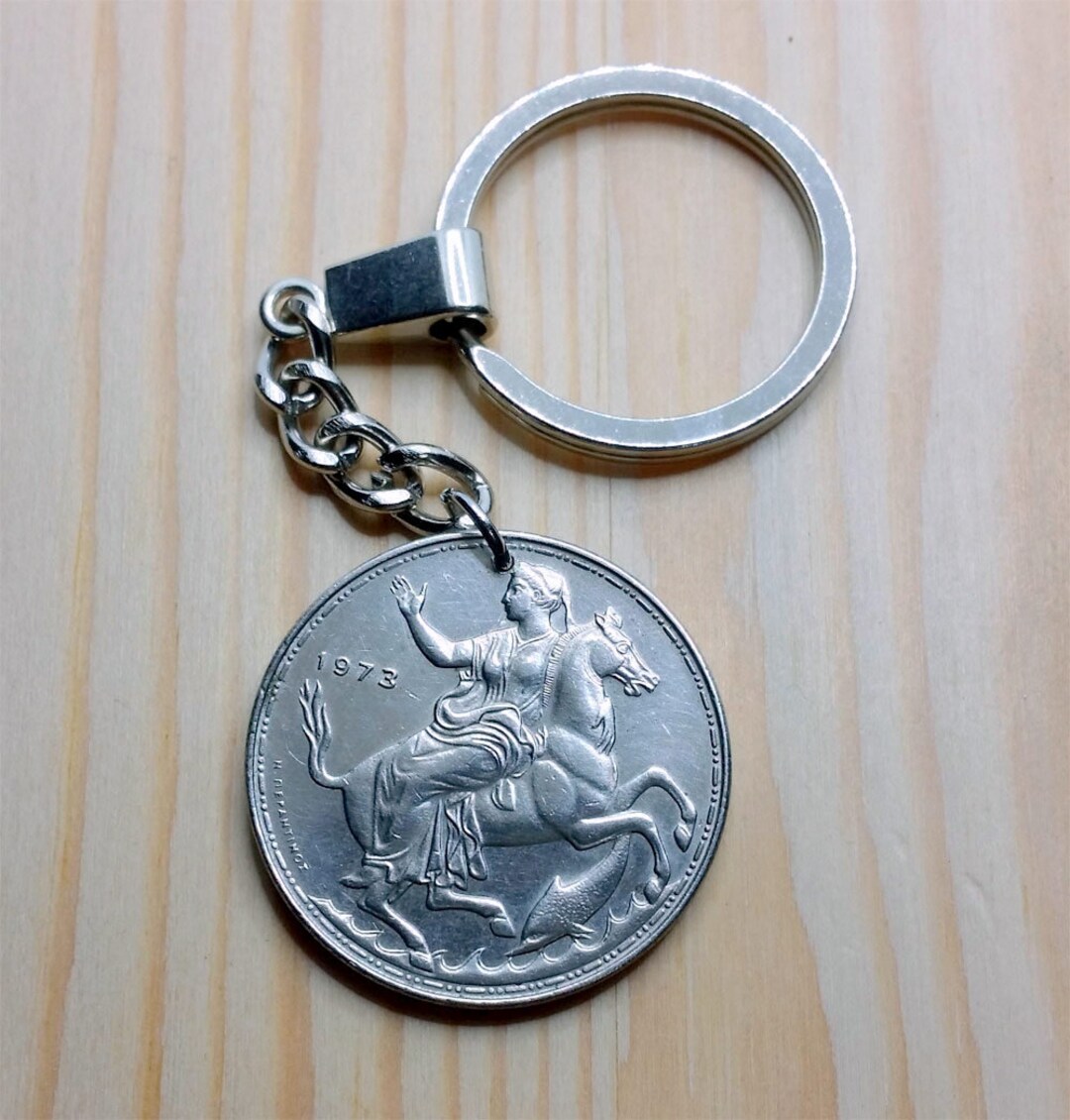 Greece Coin Keychain, Greece 20 Drachma Coin Key Chain, Greece Moon ...
