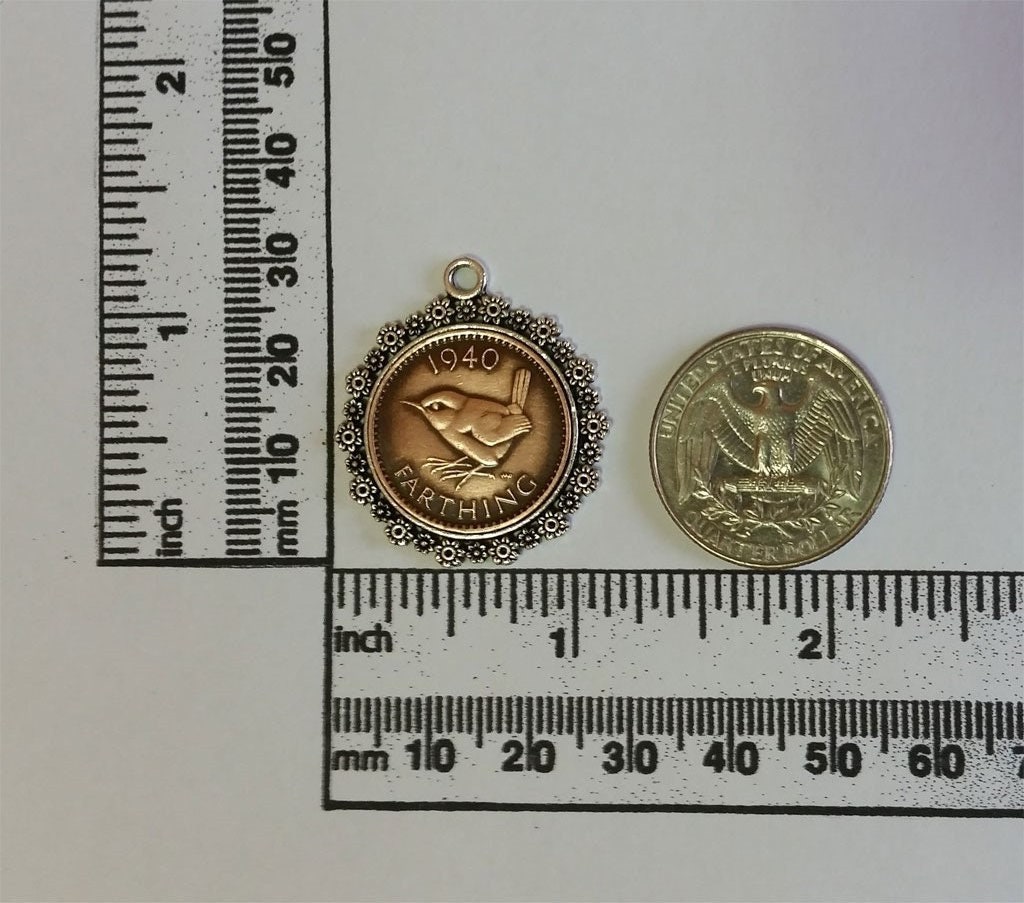 Farthing Bird Necklace, UK Farthing Bird Coin Charm Pendant, British ...