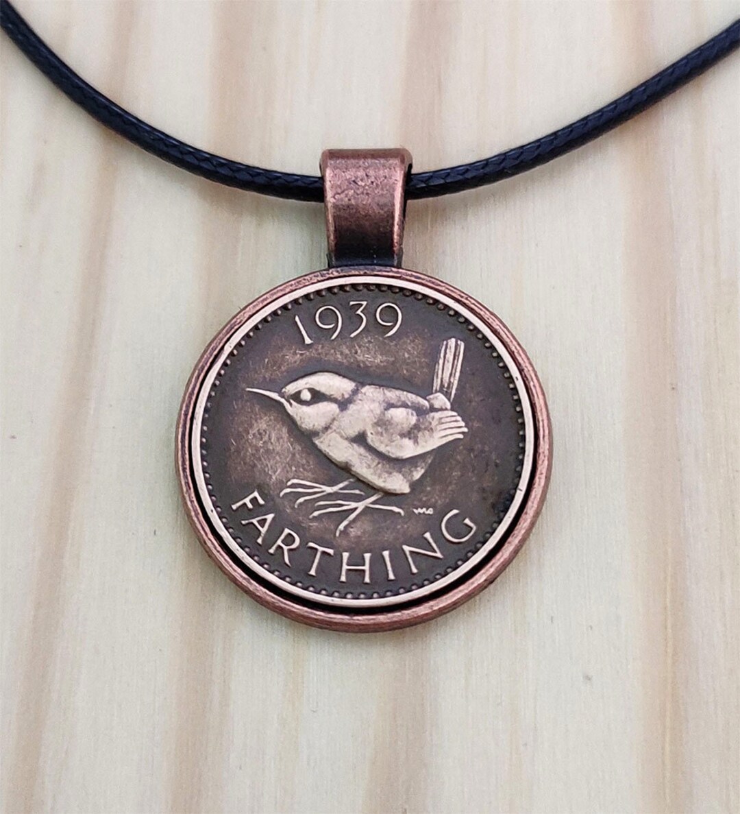 Bird Coin Pendant, Wren Charm, Farthing Bird Necklace, British George ...