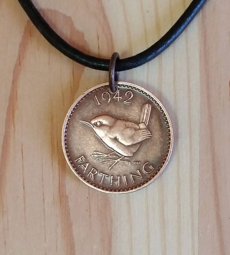 UK Farthing Bird Coin Necklace Charm Pendant British George | Etsy