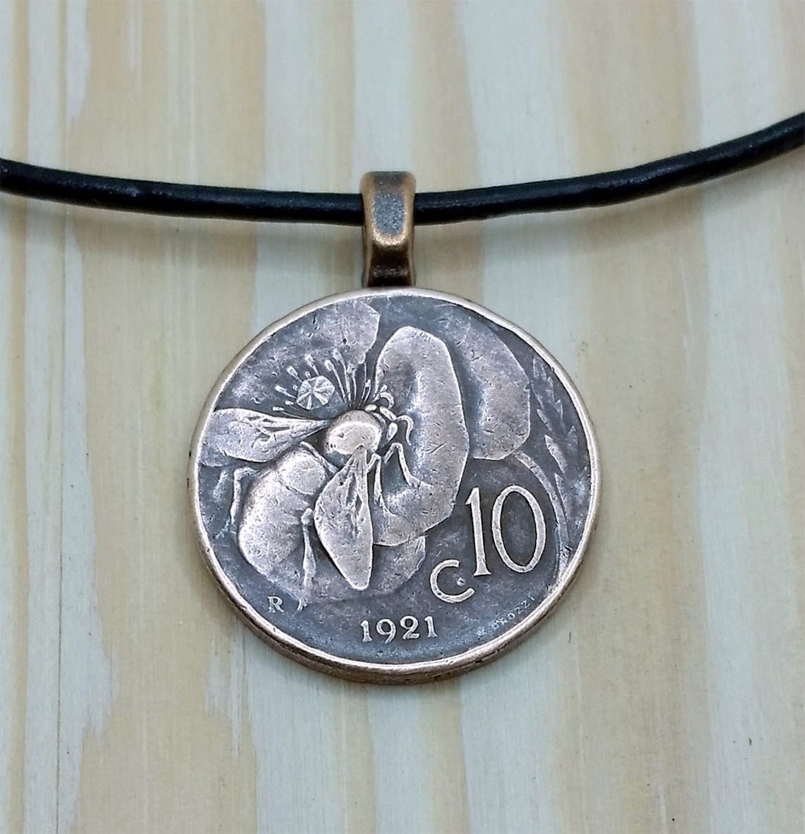 Honey Bee on Flower Coin Pendant Italy 10 Centesimi Coin - Etsy