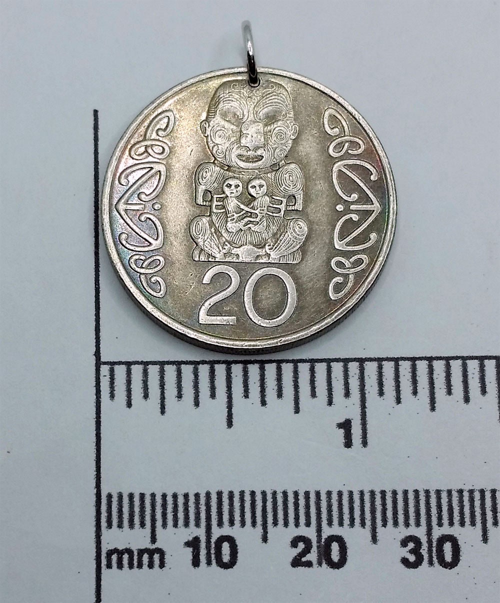 New Zealand Maori Carving Depicting Pukaki Coin Necklace 1990 - Etsy