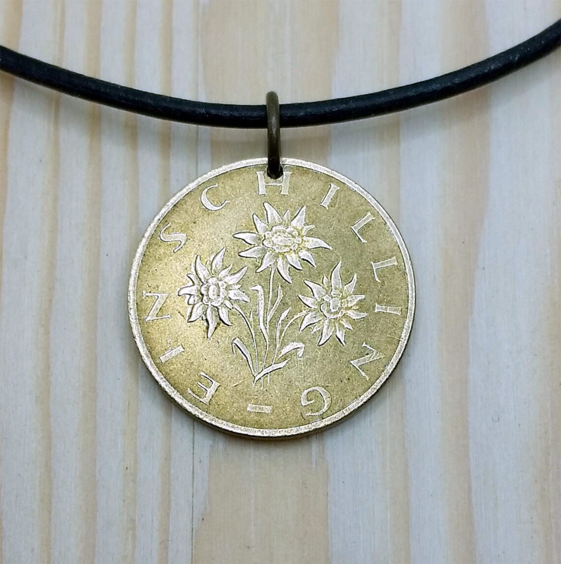 Edelweiss Flowers Coin Necklace Pendant 1993 Austrian One - Etsy