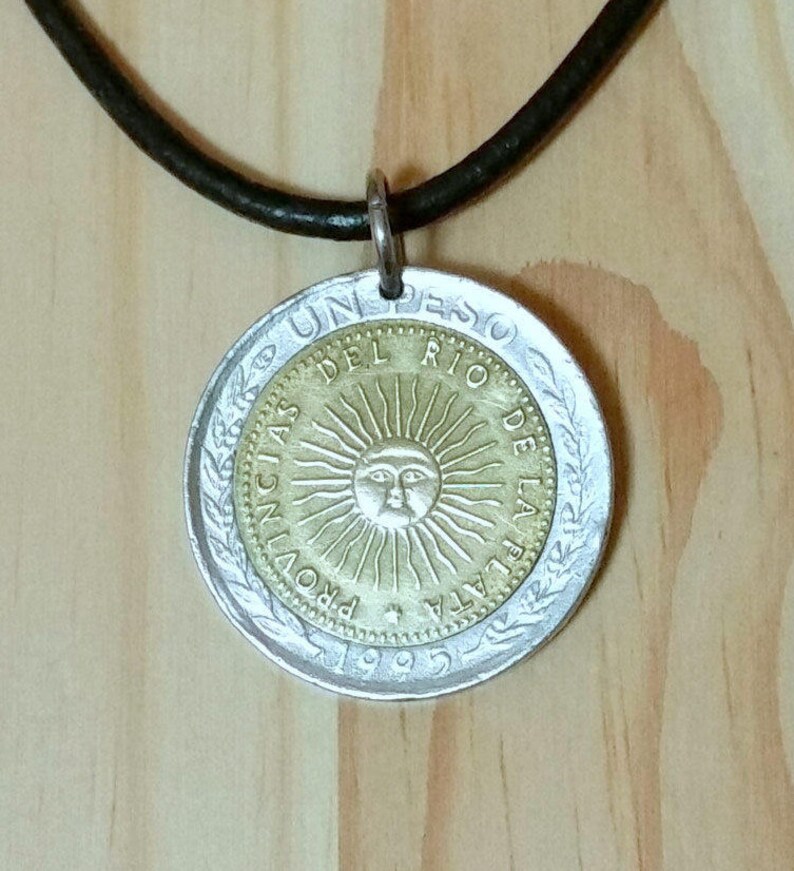 Argentina Sun Coin Necklace Pendant One Peso Argentina coin | Etsy