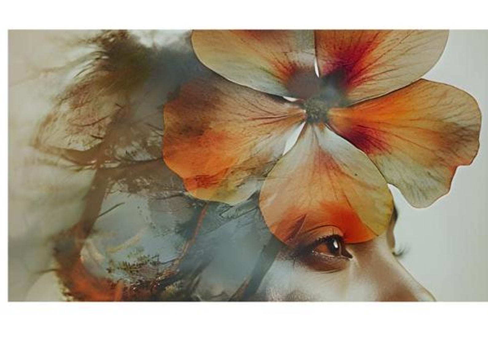 Floral Double Exposure Art Print, Botanical Abstract Poster, Nature ...