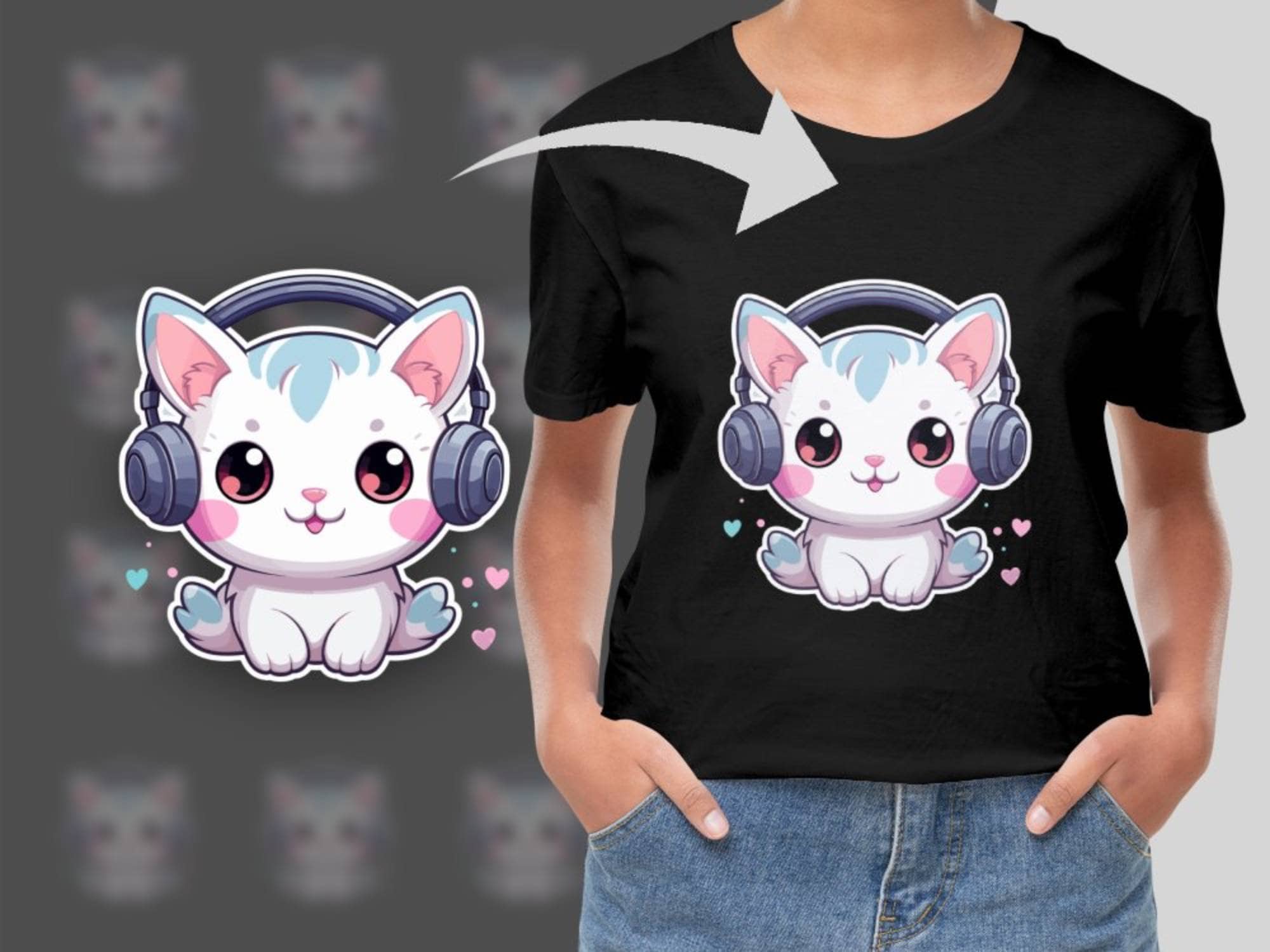 Cute Cat Clipart Digital Stickers Png Bundle, Kawaai Cat Printable ...