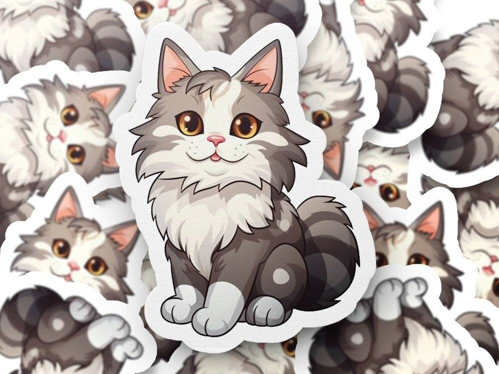 Cute Kawaii Cat Stickers, PNG SVG Clipart Bundle (digital Download) - Etsy