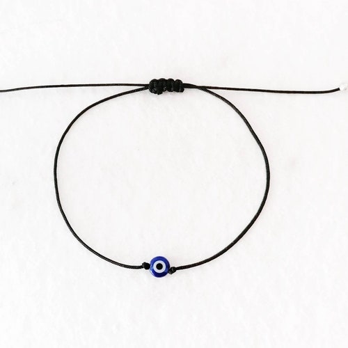 Black String Evil Eye Bracelet Blue Evil Eye Bracelet Dainty - Etsy