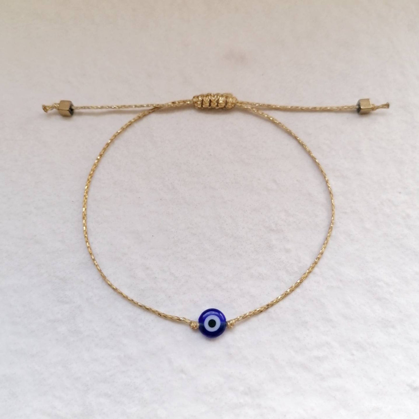 Gold String Evil Eye Bracelet Blue Evil Eye Hematite - Etsy