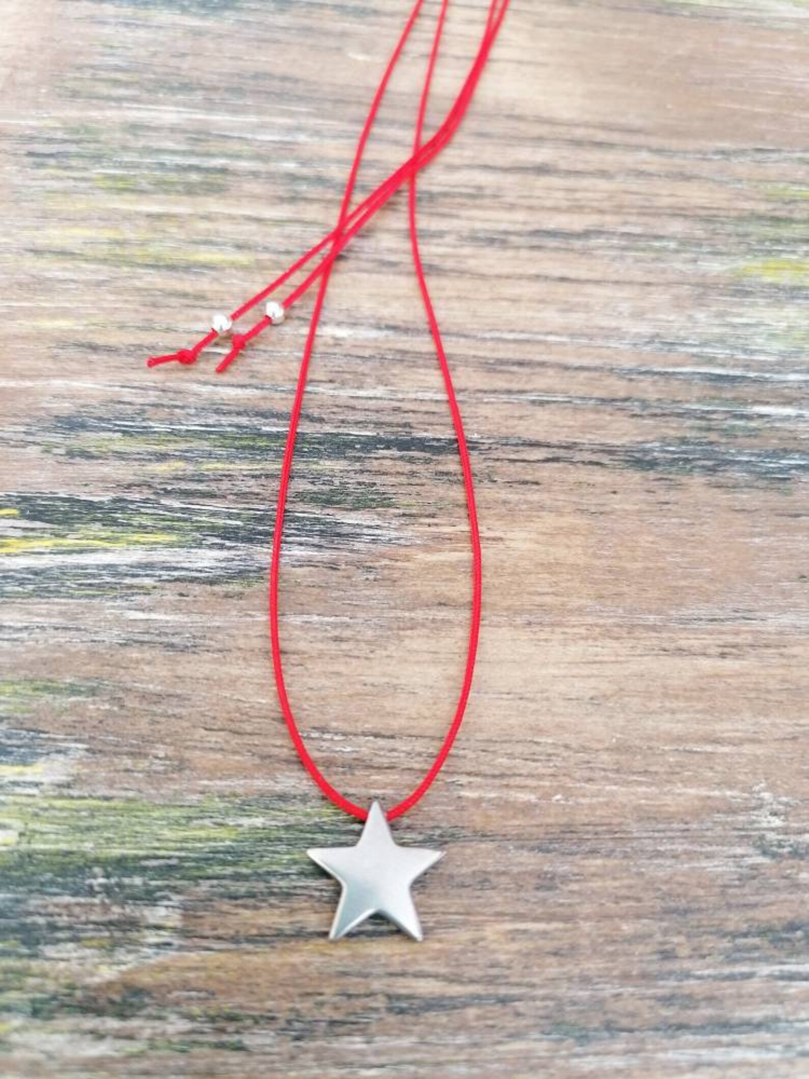 Star necklace Red string necklace Minimalist necklace | Etsy