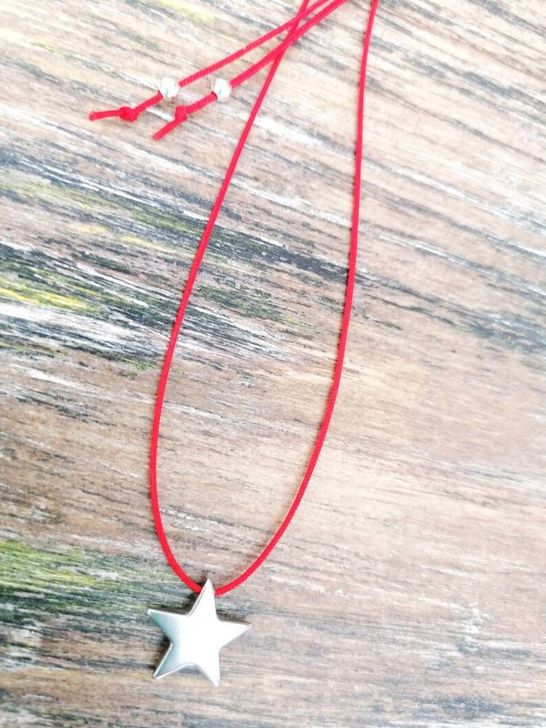 Star Necklace Red String Necklace Minimalist Necklace - Etsy