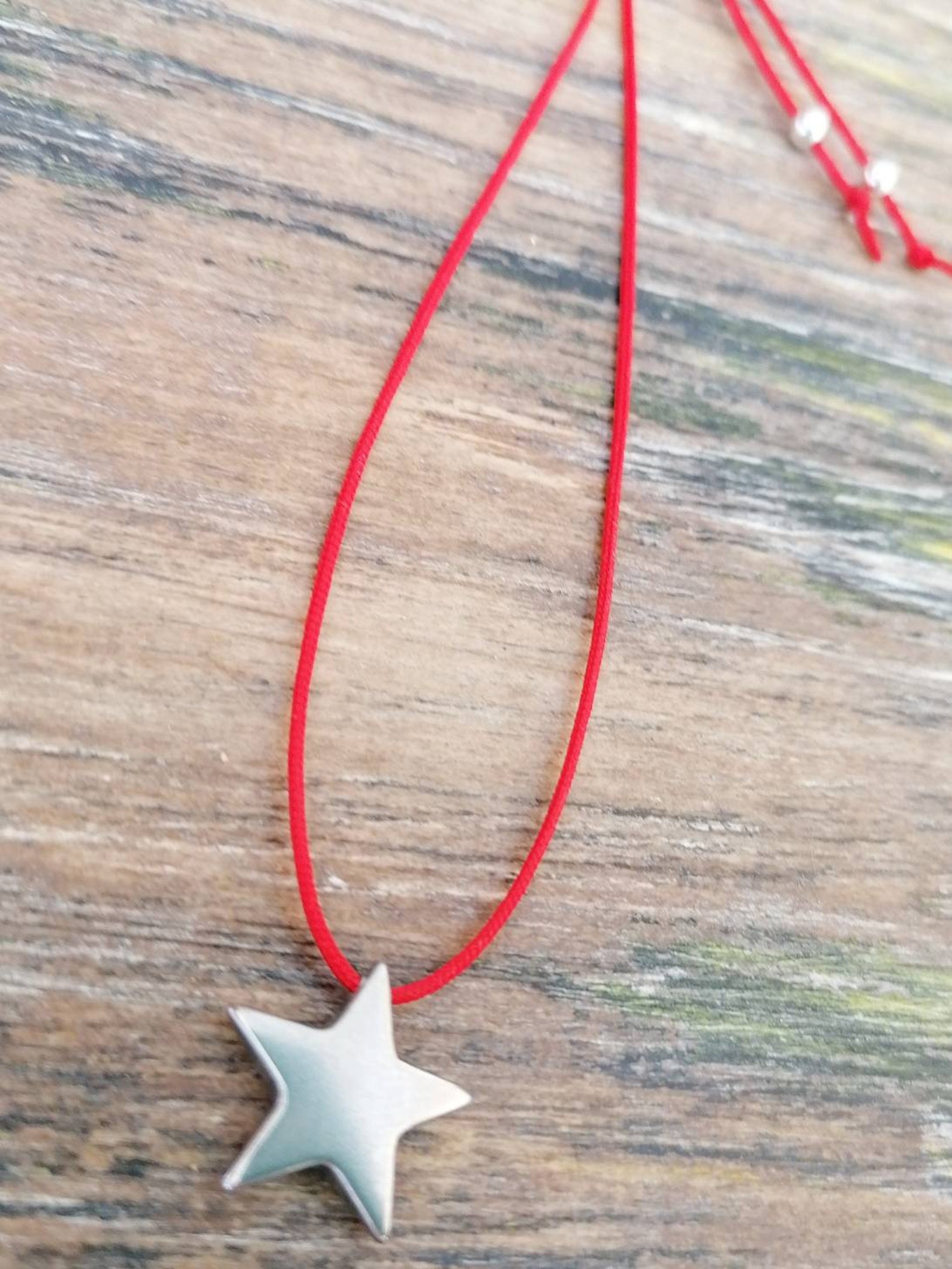 Star necklace Red string necklace Minimalist necklace | Etsy