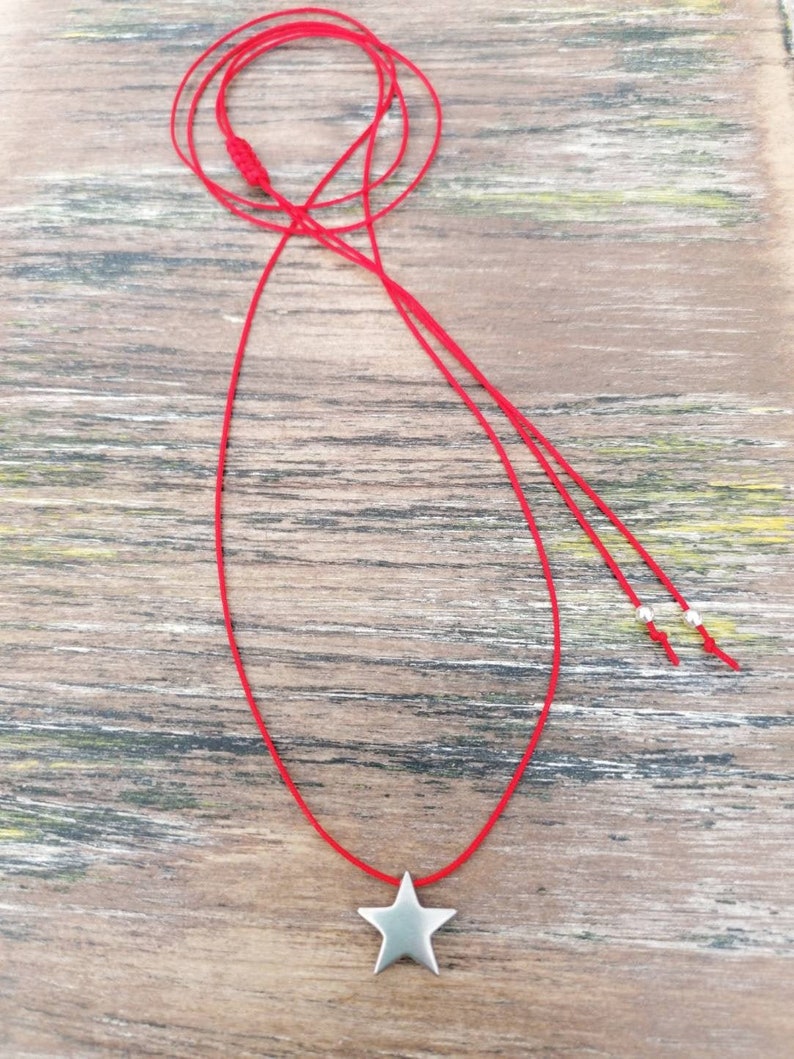 Star Necklace Red String Necklace Minimalist Necklace - Etsy