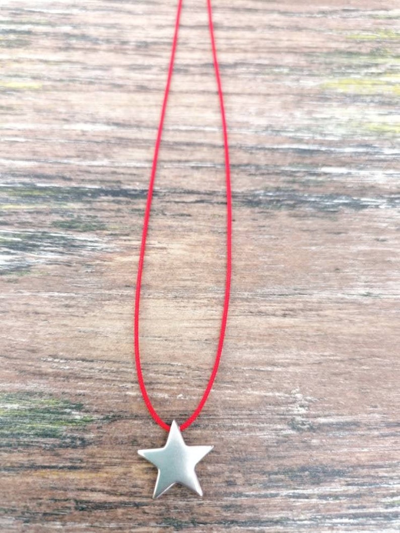 Star Necklace Red String Necklace Minimalist Necklace - Etsy