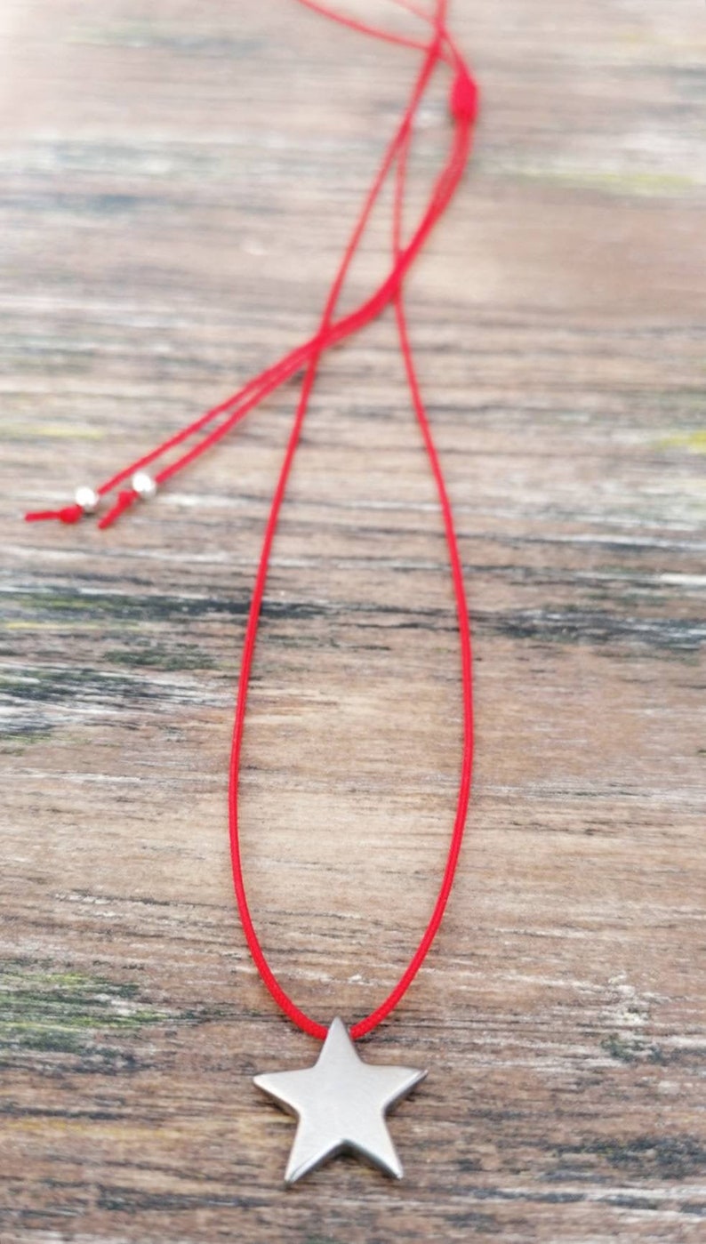 Star Necklace Red String Necklace Minimalist Necklace - Etsy