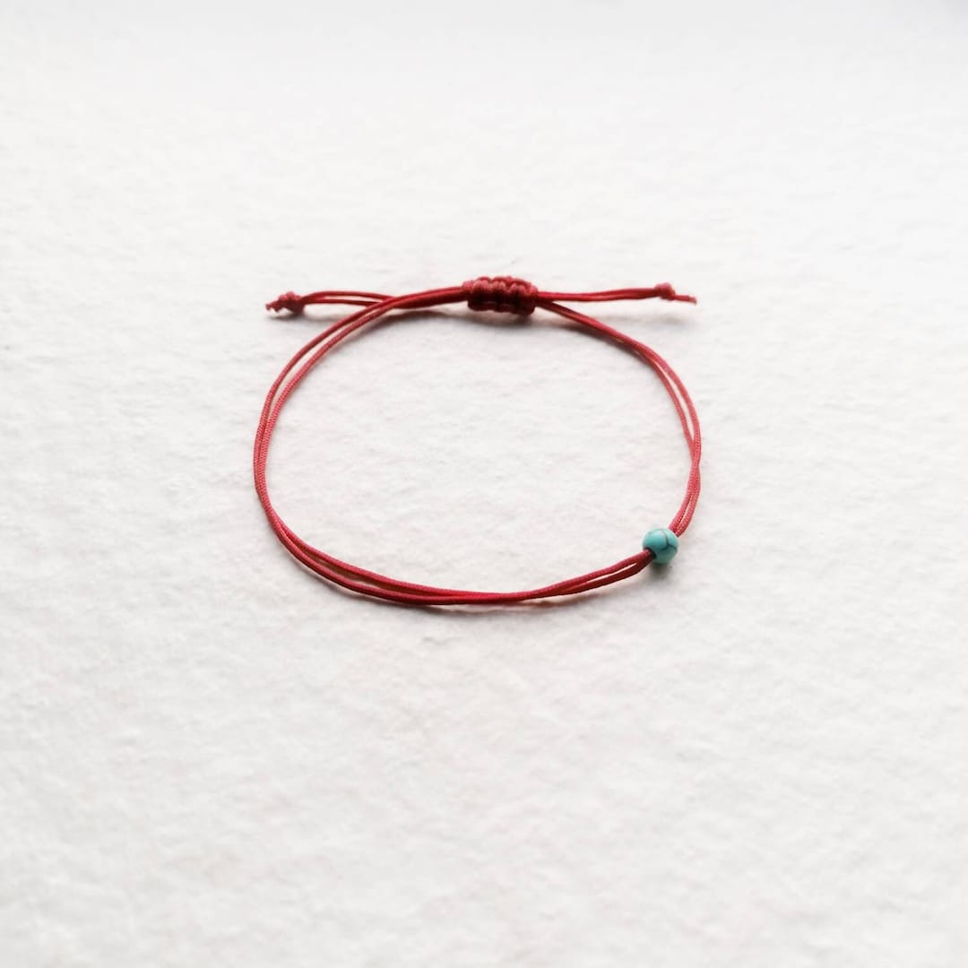 Red String Bracelet, Turquoise Bead Bracelet, Layering Bracelet ...
