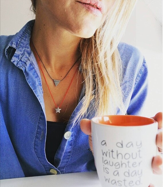 Star Necklace Red String Necklace Minimalist Necklace - Etsy