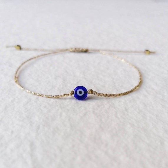 Gold String Evil Eye Bracelet Blue Evil Eye Hematite - Etsy