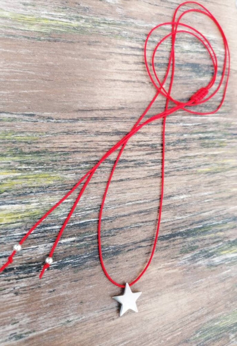 Star Necklace Red String Necklace Minimalist Necklace - Etsy