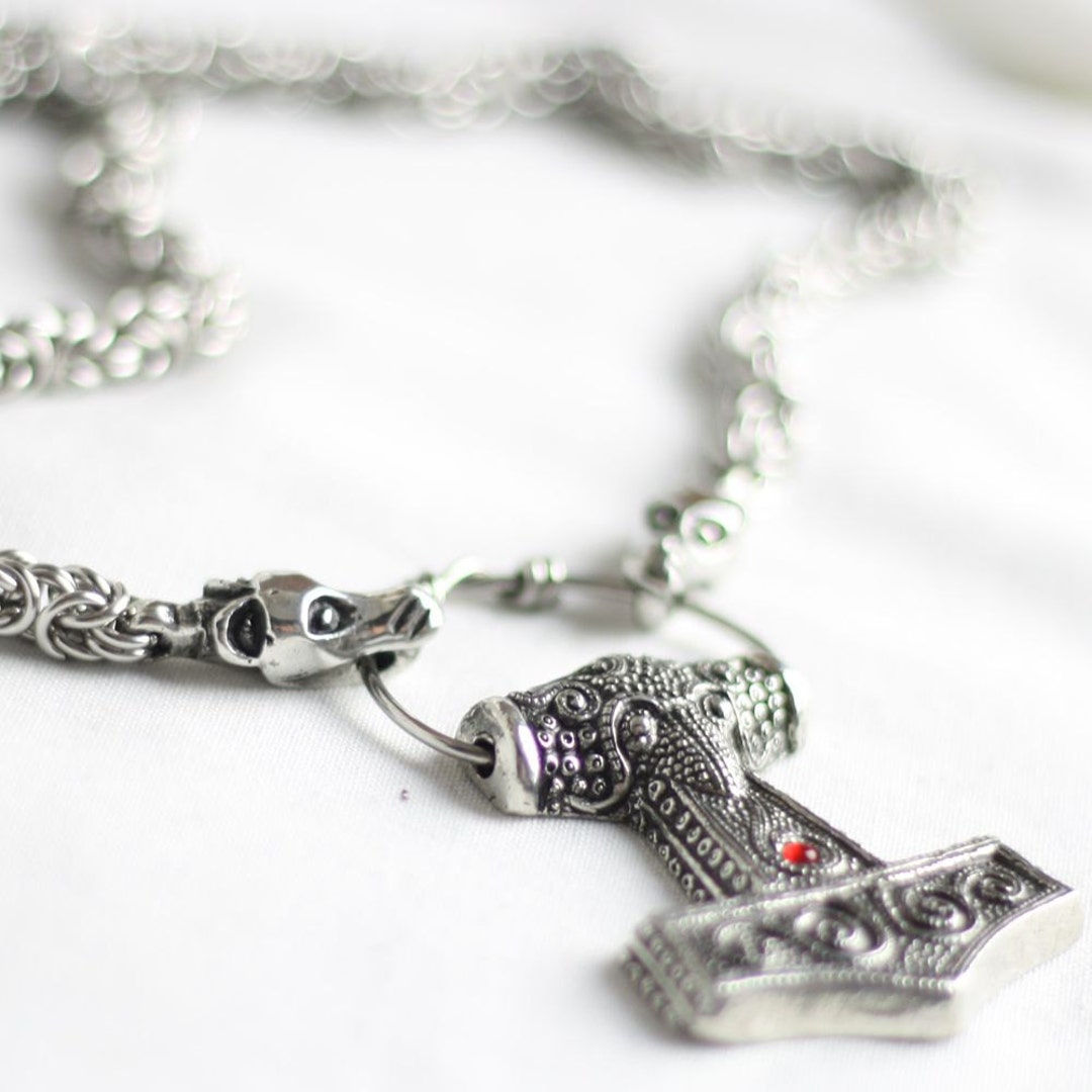 Viking Norse Pagan Skane Thor's Hammer on Dragon Chain AV001 C - Etsy