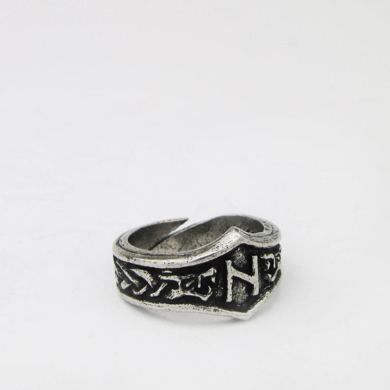 Hagalaz Viking Rune Letter H Runic Ring Adjustable - Etsy