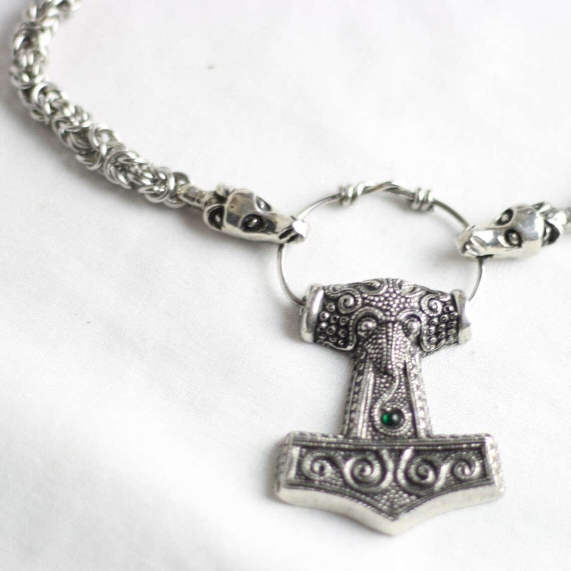 Viking Norse Pagan Skane Thor's Hammer on Dragon Chain - Etsy