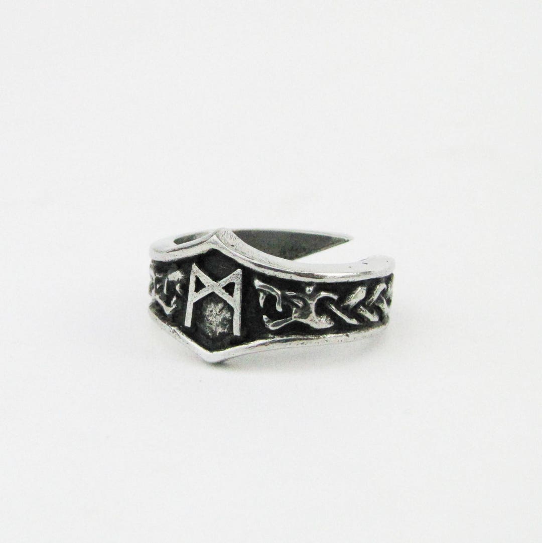 Mannaz Viking Rune Letter M Runic Ring - Adjustable - Etsy