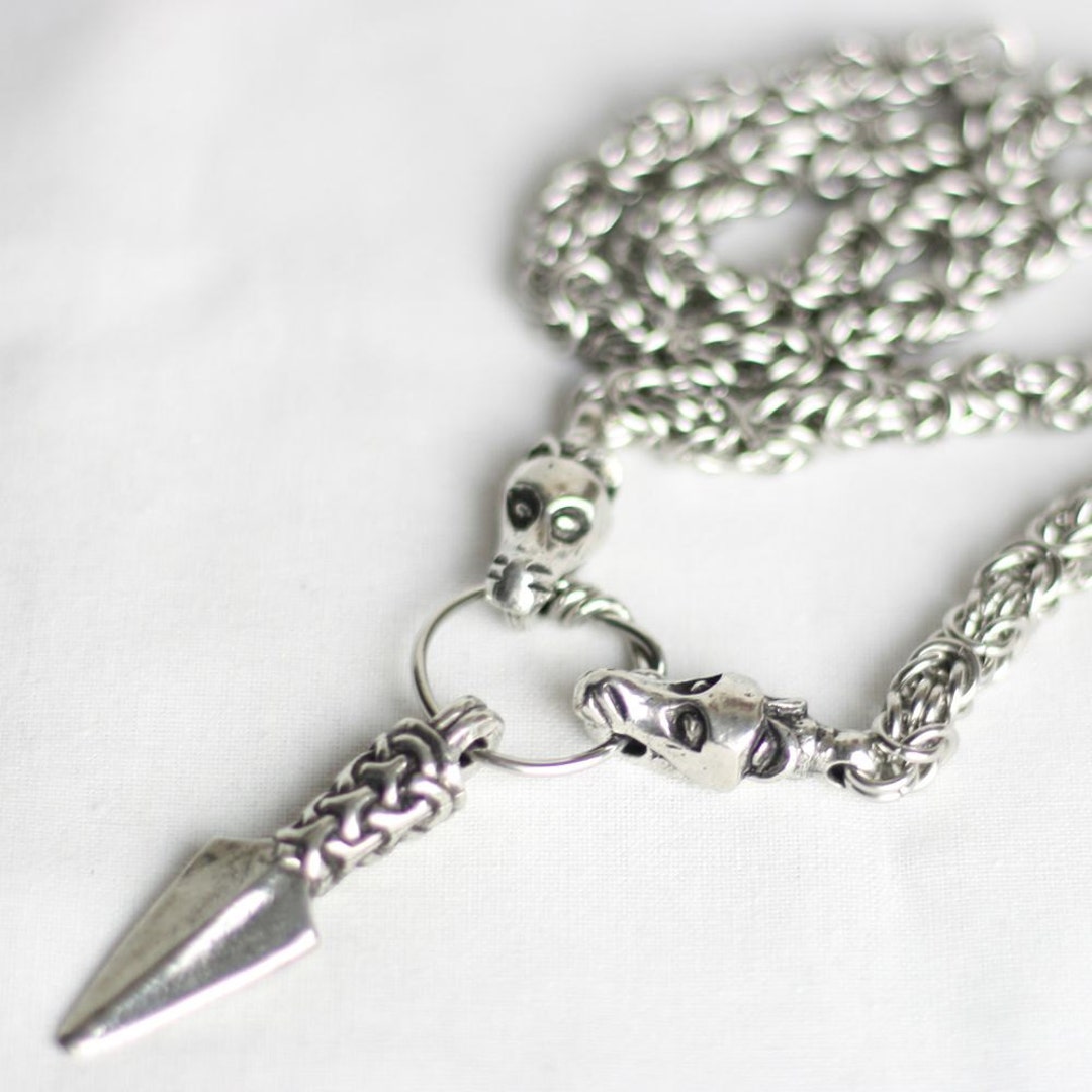 Viking Norse Pagan Manx Gungnir Odin's Spear on Dragon Chain AV023-C - Etsy
