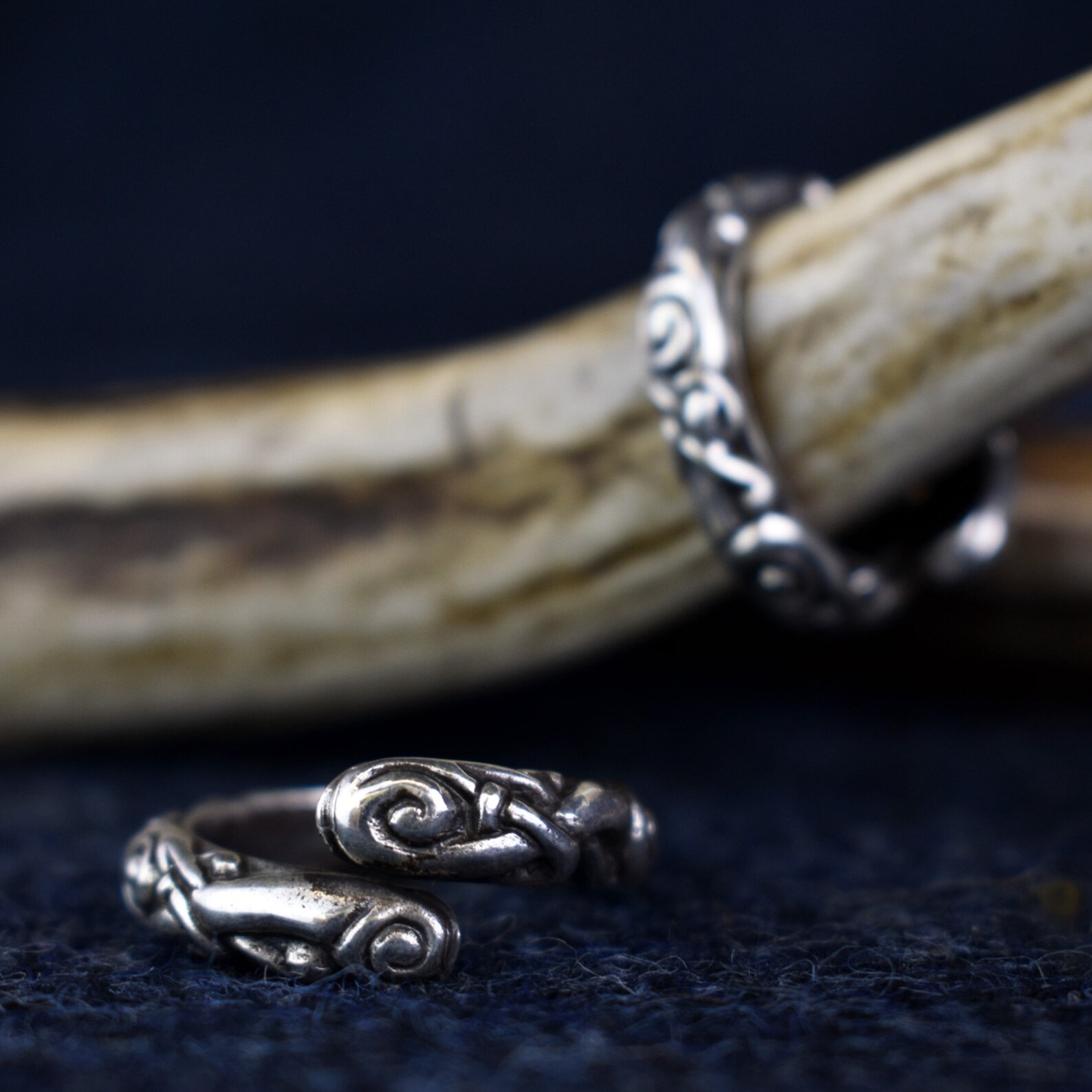 925 Sterling Silver Adjustable Viking Norse Ringerike Ring AR002-S ...