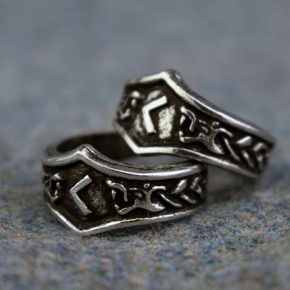 Cen Viking Rune Letter C Runic Ring Adjustable - Etsy UK