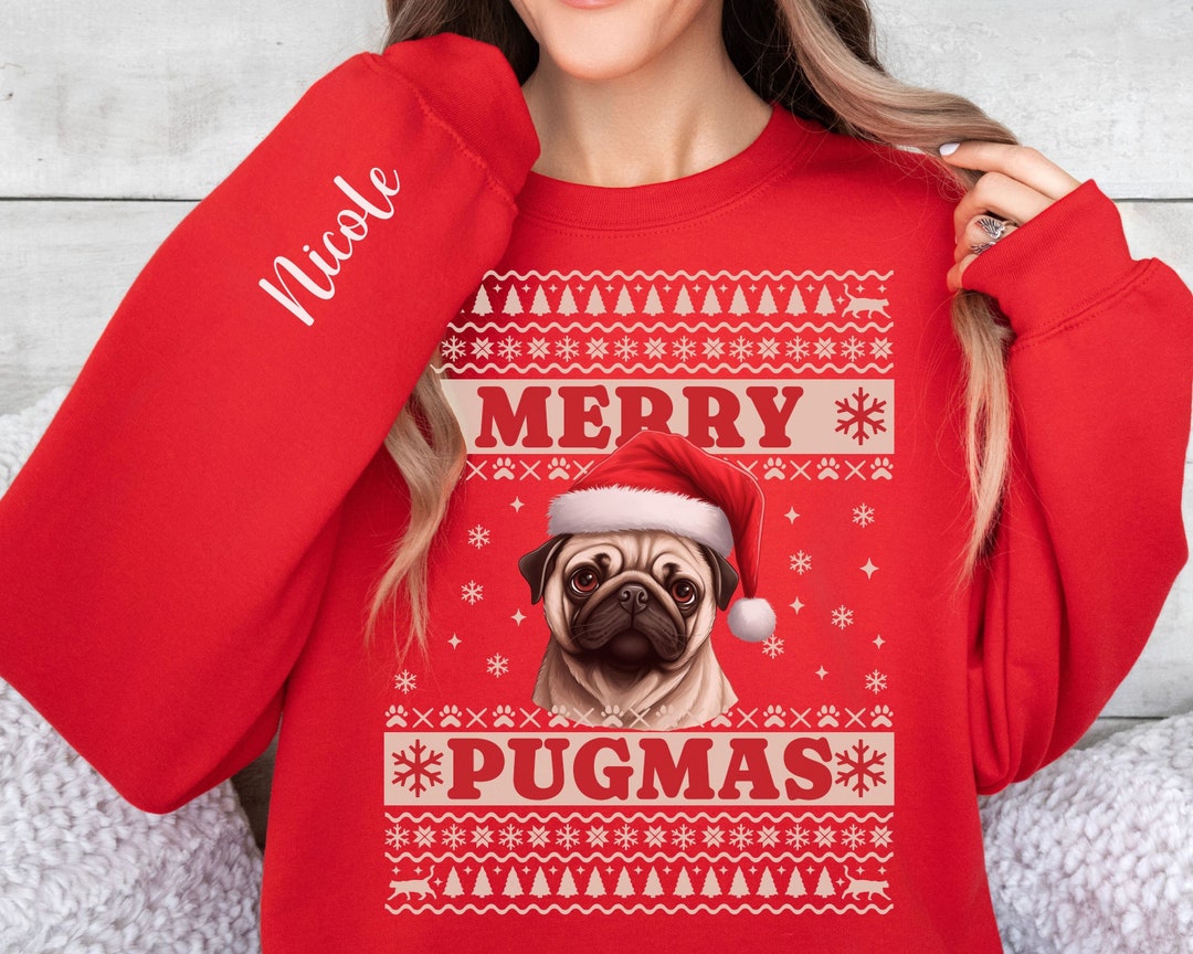 Customizable Pug Christmas Sweater, Pug Christmas Shirt, Pug Lover Gift ...