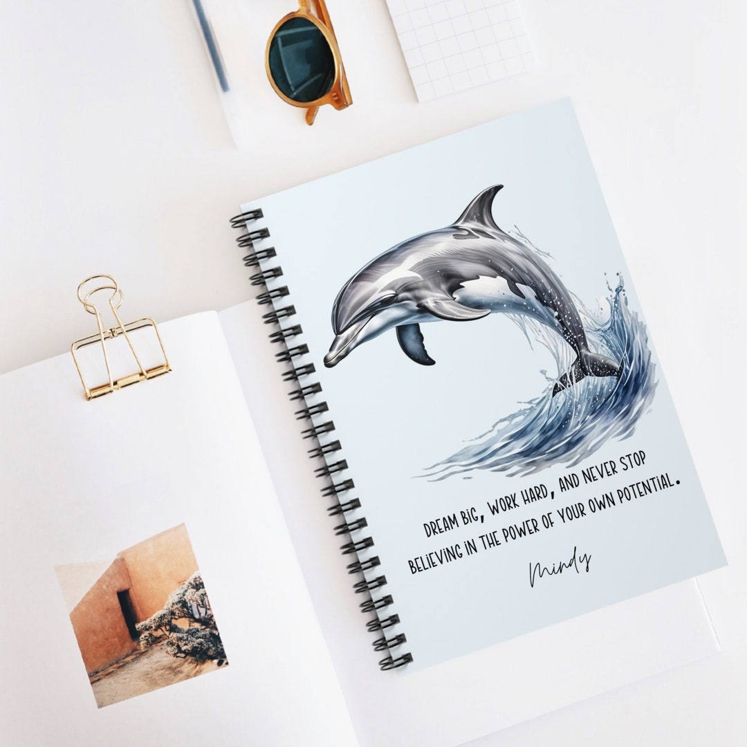 Custom Dolphin Notebook, Dolphin Spiral Notebook, Personalized Dolphin ...