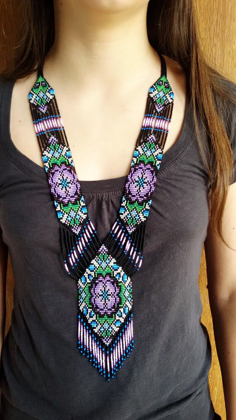 Purple long necklace native american style jewelry long | Etsy