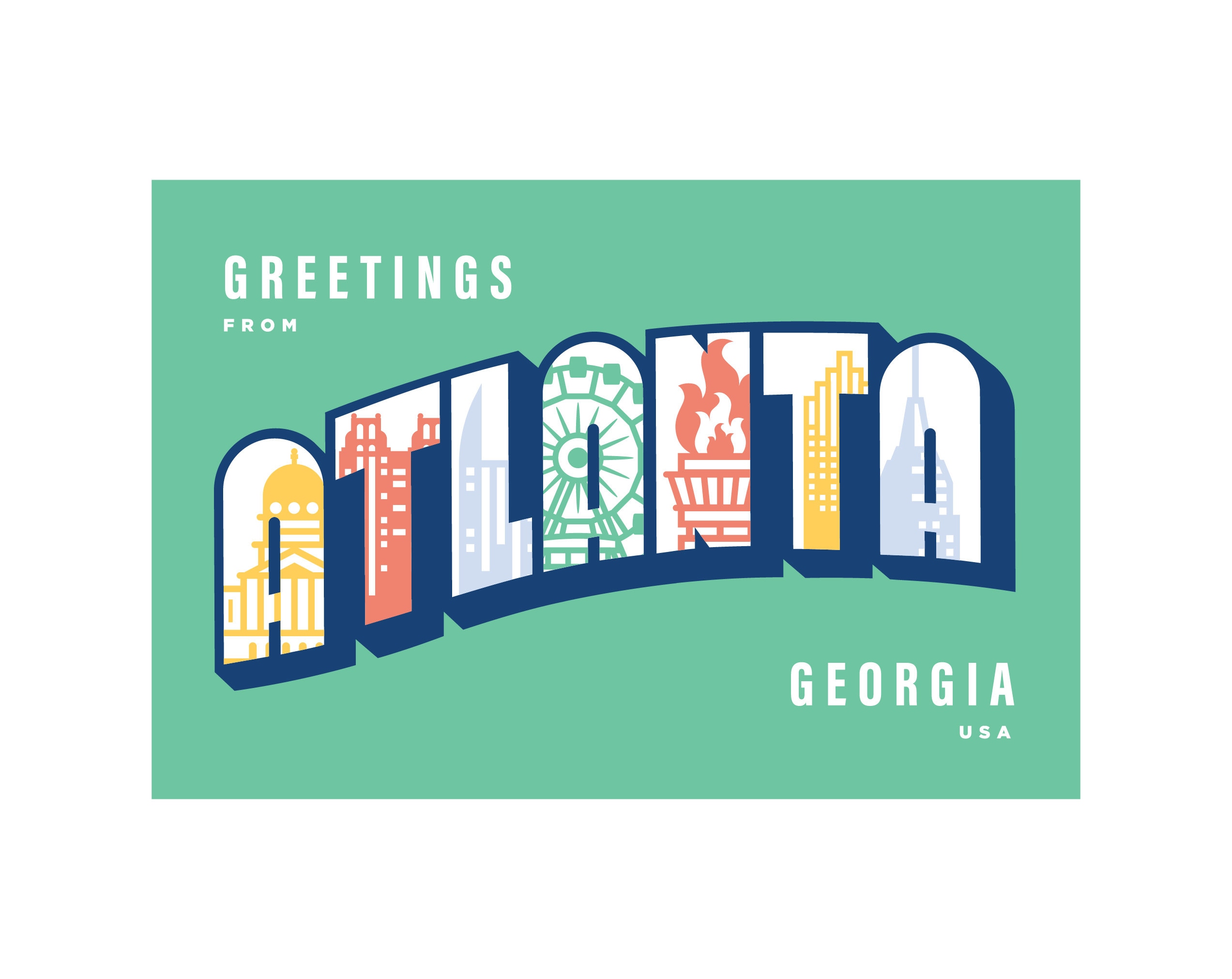 Greetings From Atlanta Post Card - Etsy