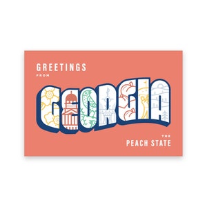Greetings From Georgia Post Card - Etsy