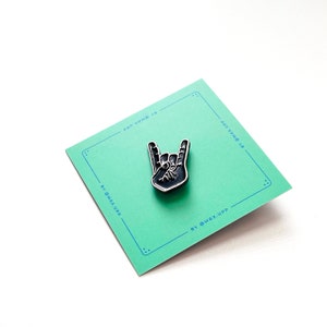 Rock on Pin - Black and Silver - Etsy