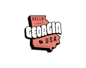 Georgia Peach Vinyl Sticker | Georgia State Travel Stamp | Laptop iPad ...