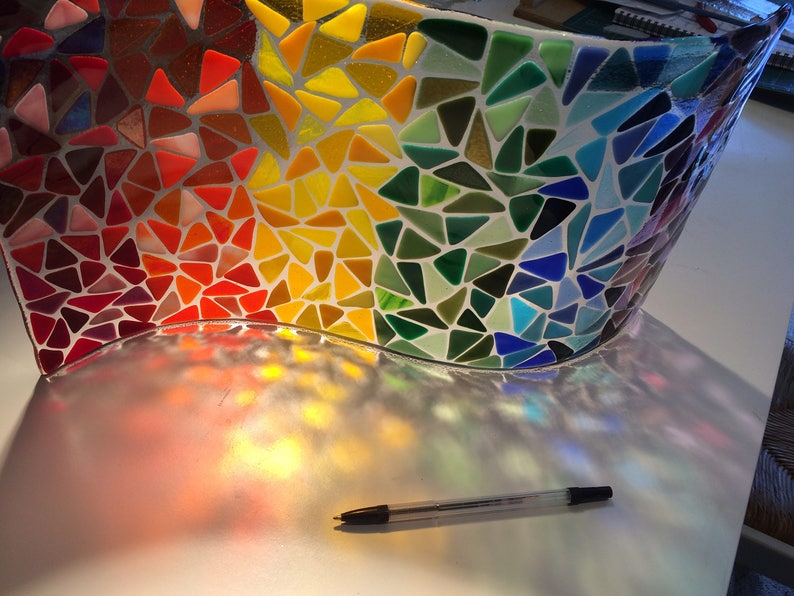 Large Rainbow Fused Glass Wave - Etsy
