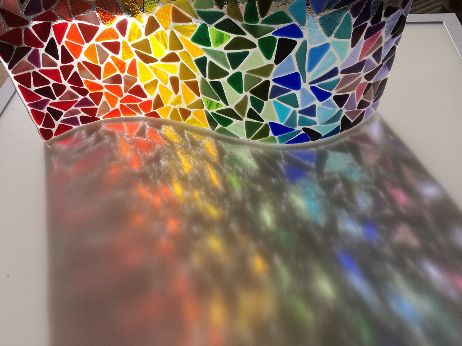 Large Rainbow Fused Glass Wave - Etsy