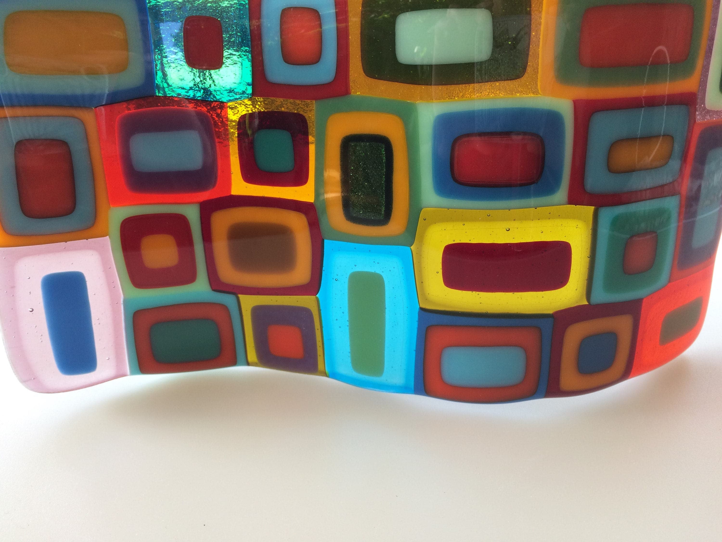 Large spangles fused glass wave a colourful glass panel | Etsy