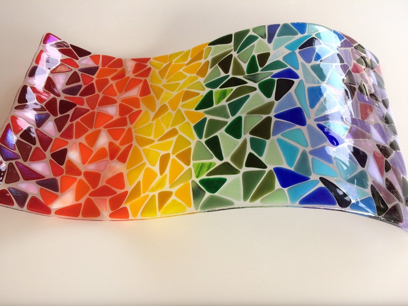 Large Rainbow Fused Glass Wave - Etsy
