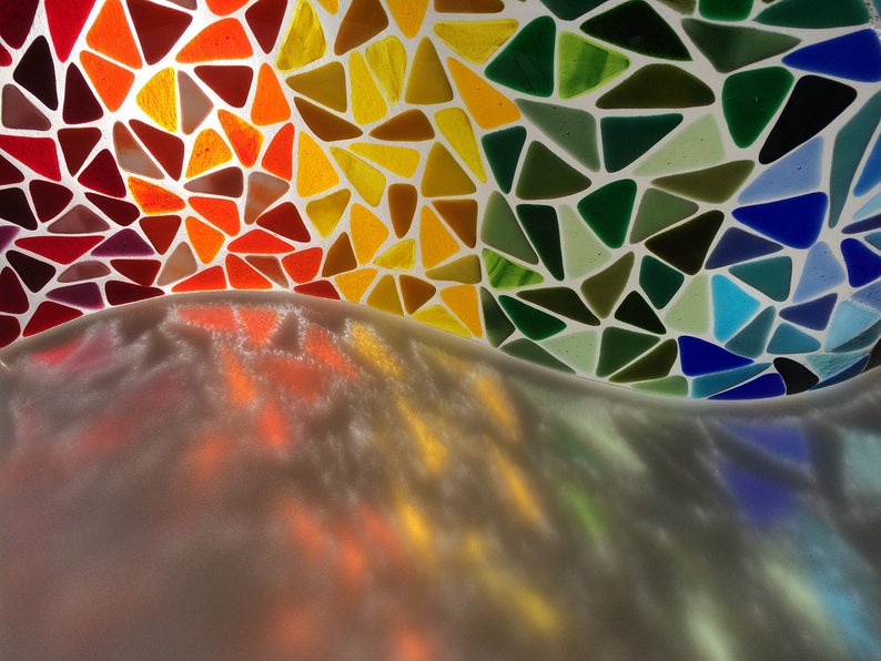 Large Rainbow Fused Glass Wave - Etsy