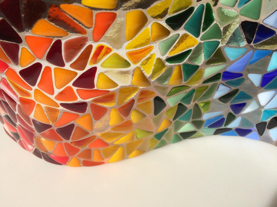 Large Rainbow Fused Glass Wave - Etsy