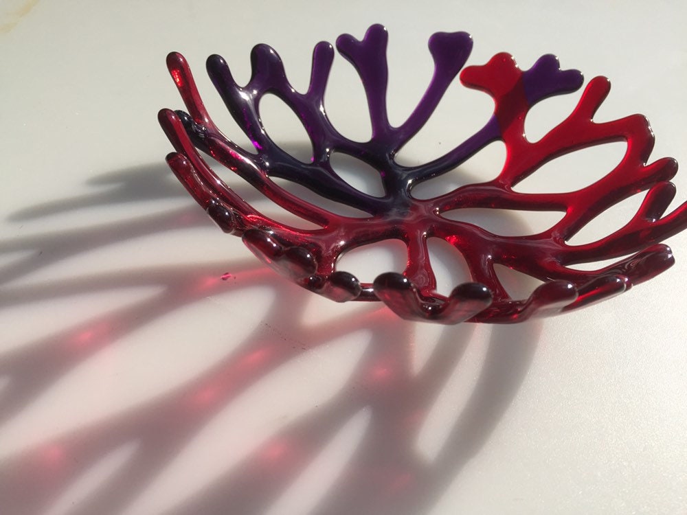 Colourful Glass Bowl Coral Bowl Rainbow Dish - Etsy