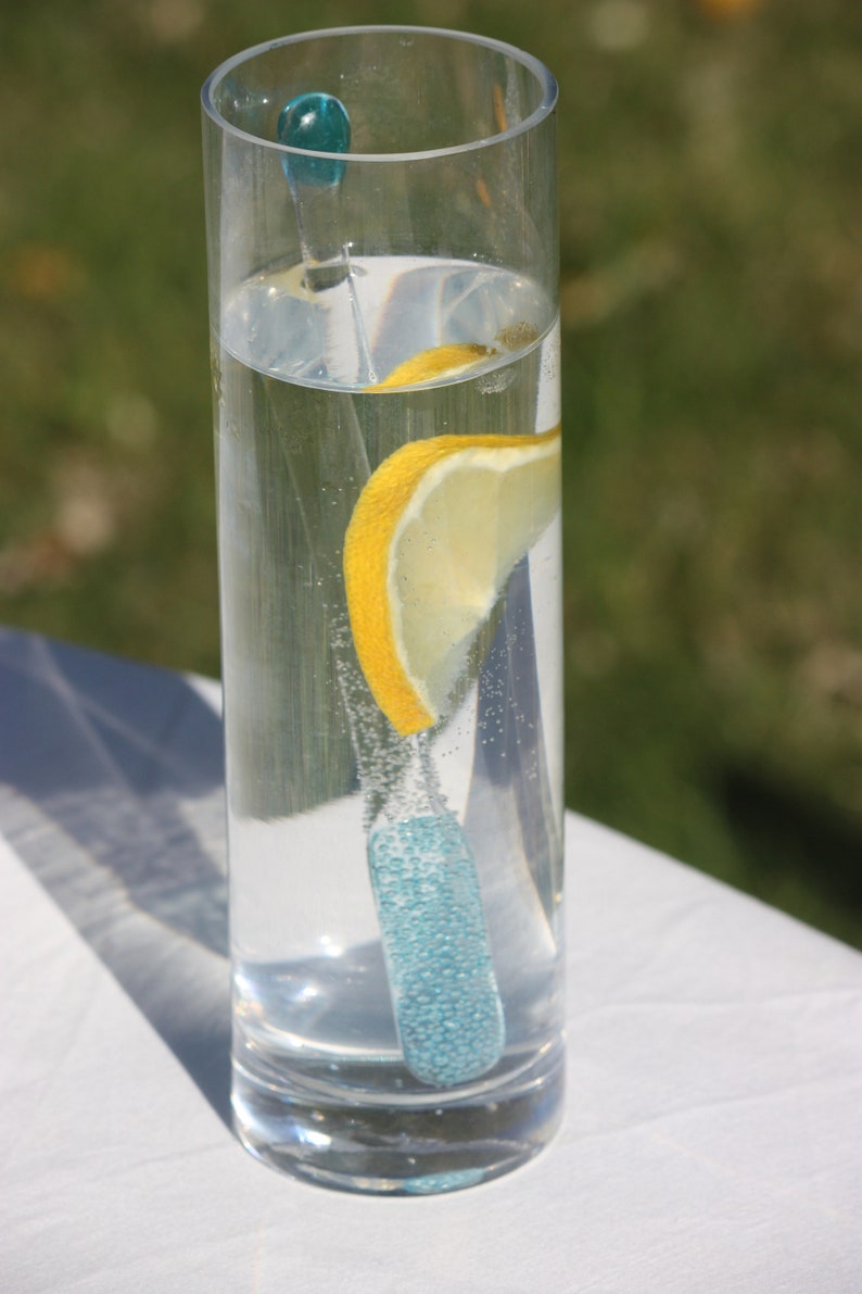 Blue swizzle sticks set of four blue copper fused glass | Etsy