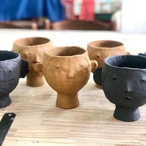 Ceramic Trophy Cup, Clay Sculptured Bowl, Sculpted Bowl, Queen Decor ...