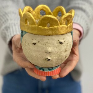 Ceramic Trophy Cup, Clay Sculptured Bowl, Sculpted Bowl, Queen Decor ...