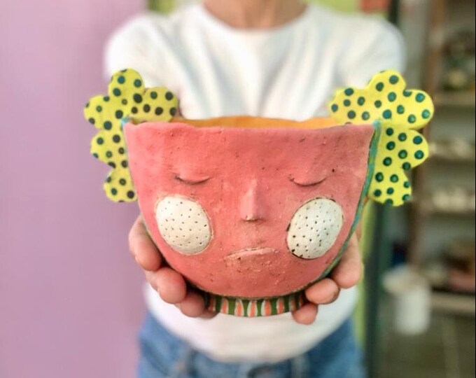 Pink Ceramic Bowl, Sculptural Bowl, Cute Bowl, Colorful Bowls, Unique ...