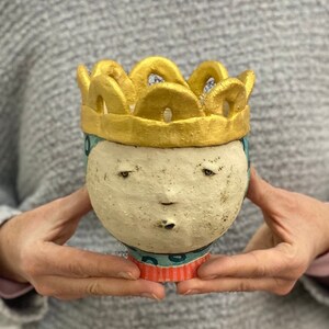 Ceramic Trophy Cup, Clay Sculptured Bowl, Sculpted Bowl, Queen Decor ...